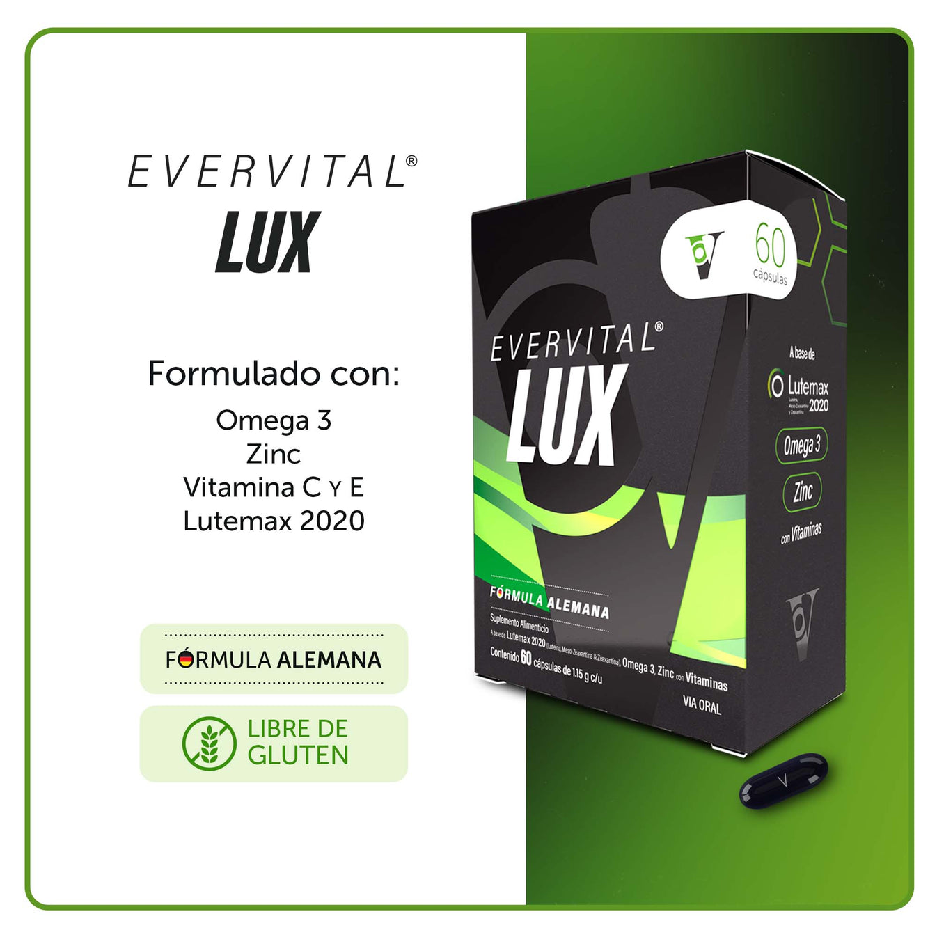 Evervital® Lux 60 Cápsulas Corrugado con 60 piezas – Bomuca